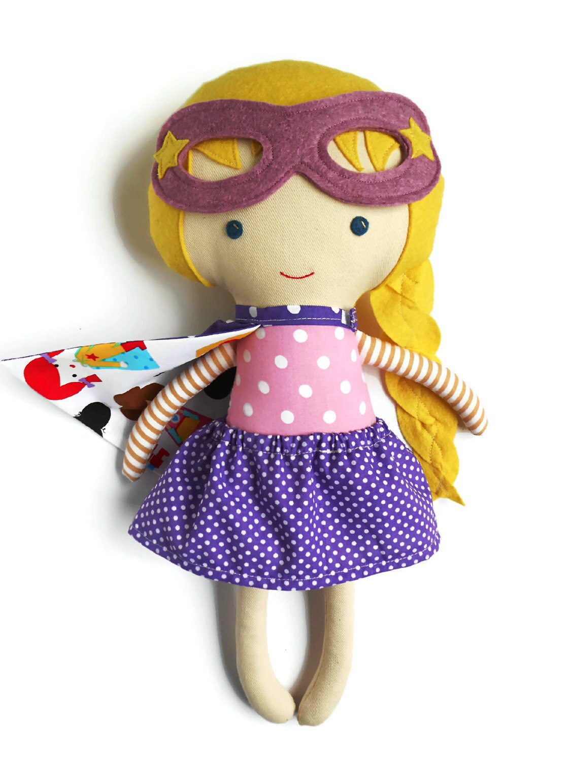 Doll Superhero Girl Handmade Rag Doll With Cape and Mask | Etsy