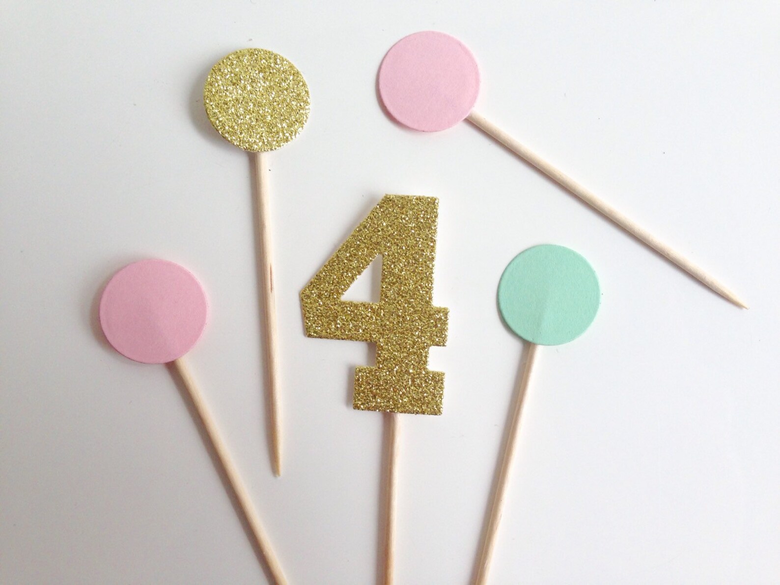 Birthday Cupcake Toppers Gold Glitter Number With Pink and - Etsy
