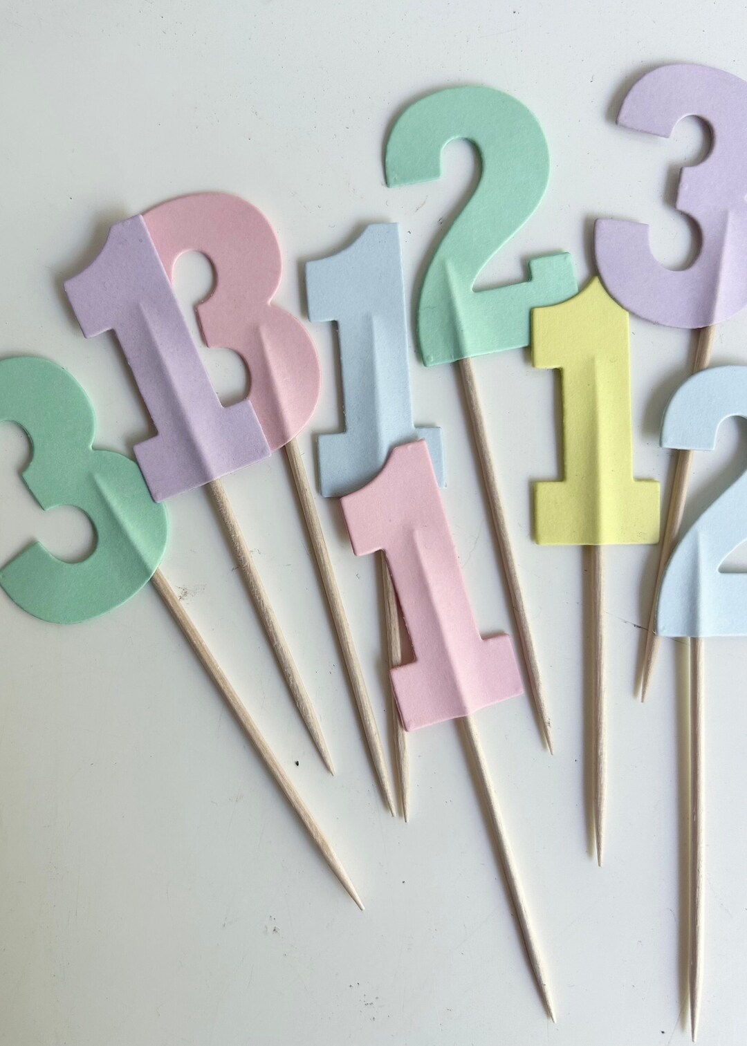 Pastel Rainbow Number Cake Toppers 1st 2nd 3rd Birthday Pastel Cupcake ...
