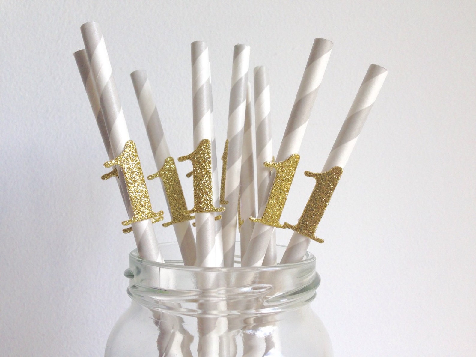 1st Birthday Party Grey and Gold Straws | Etsy