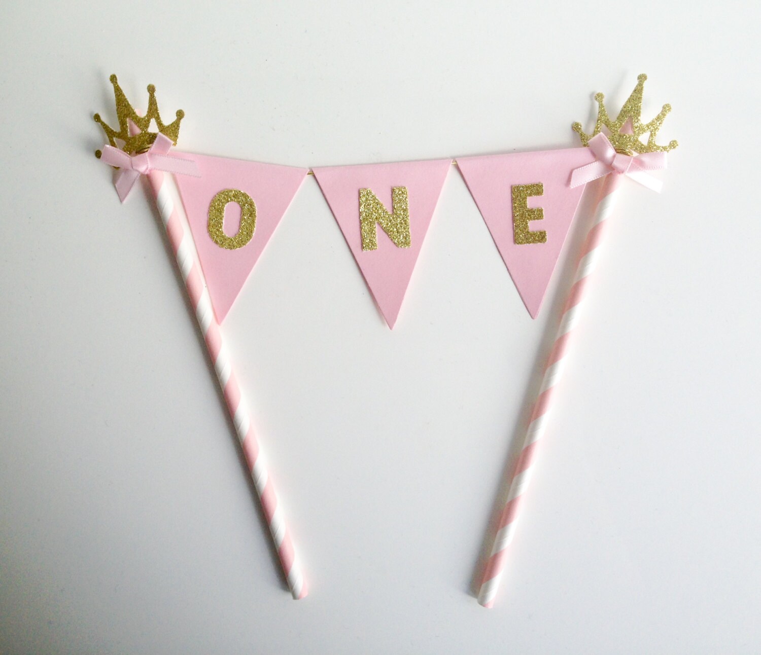 1st Birthday Bunting Cake Topper Princess Partypink and Gold | Etsy