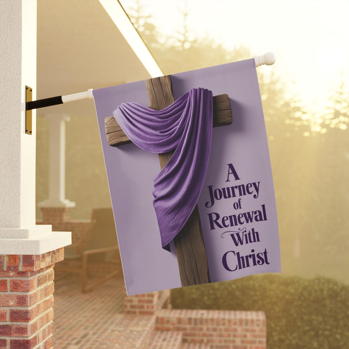Garden Flag, Christian Lent Season Yard Decor, Wooden Cross Purple ...