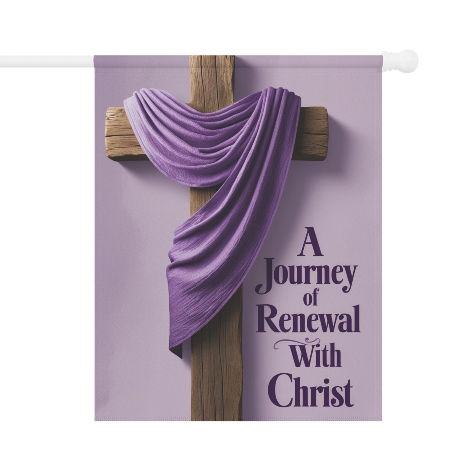 Garden Flag, Christian Lent Season Yard Decor, Wooden Cross Purple ...