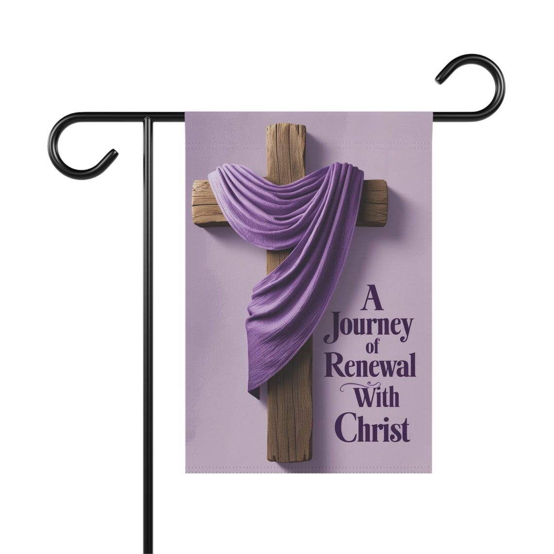 Garden Flag, Christian Lent Season Yard Decor, Wooden Cross Purple ...