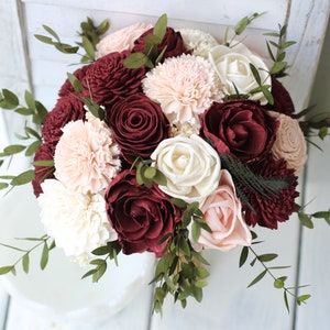 Marsala Blush Pink Sola Bouquet, Wedding Bouquet, Bridal Bouquet ...