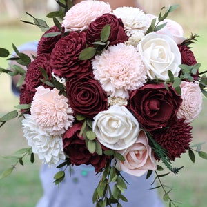 Marsala Blush Pink Sola Bouquet, Wedding Bouquet, Bridal Bouquet ...