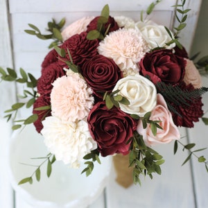 Marsala Blush Pink Sola Bouquet, Wedding Bouquet, Bridal Bouquet ...