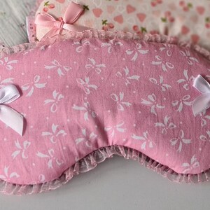 Coquette Pink Cherry Sleep Mask, Cute Bows Girly Style Eye Pillow ...