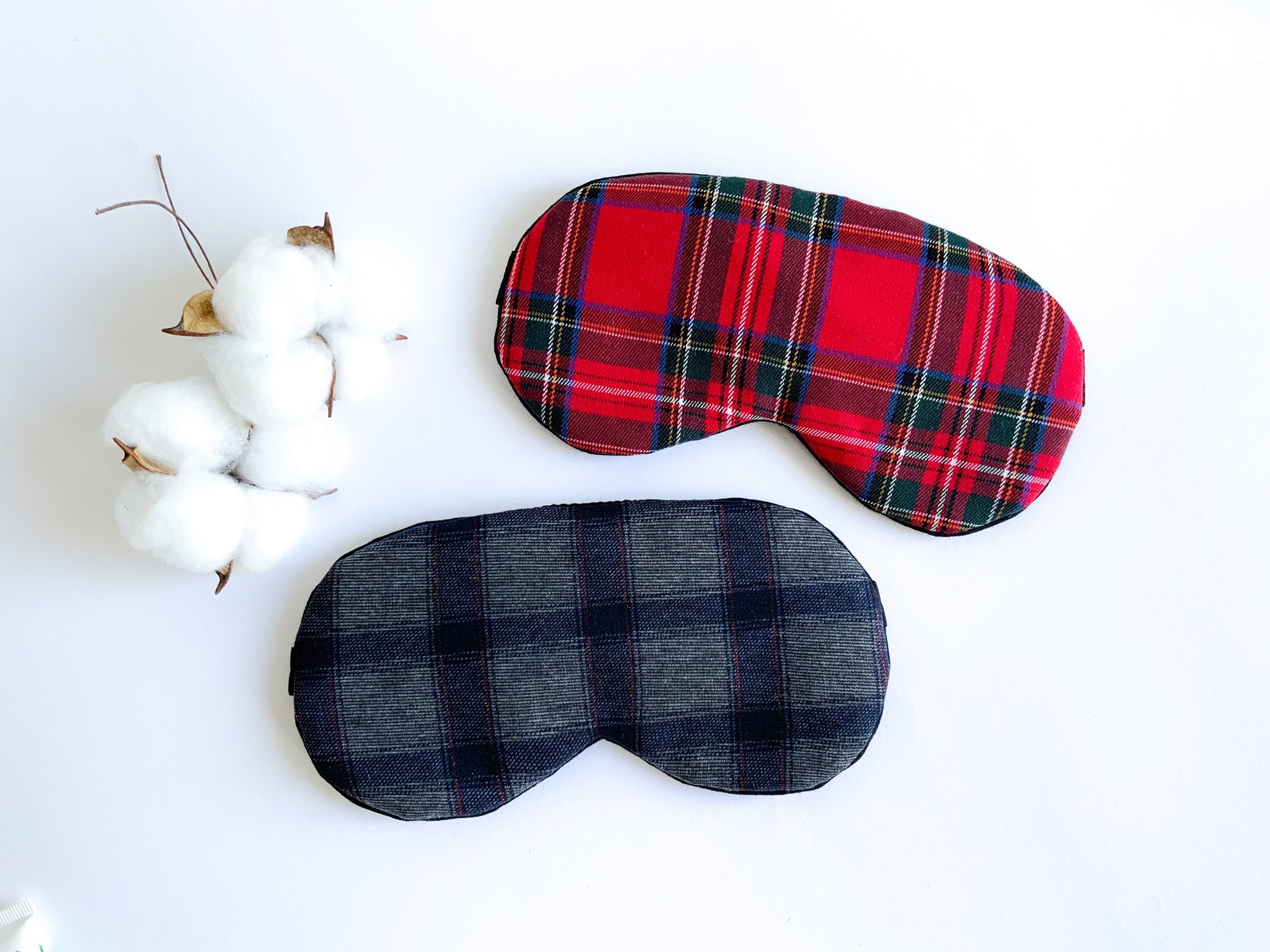 Red Check Eye Sleep Mask Organic Cotton Eye Pillow for Man - Etsy