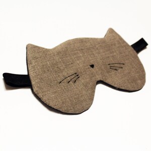 Linen Cat Sleep Mask - Organic Cat Night Eye Mask - Soft Travel Sleep ...
