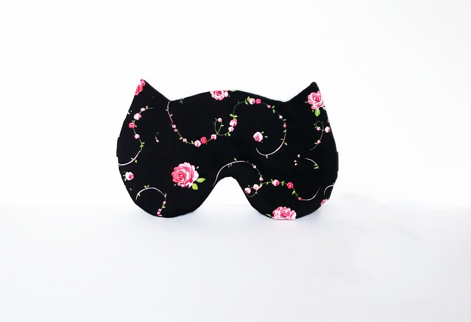 Cat Sleep Mask Black Rose Floral Organic Night Eye Mask - Etsy