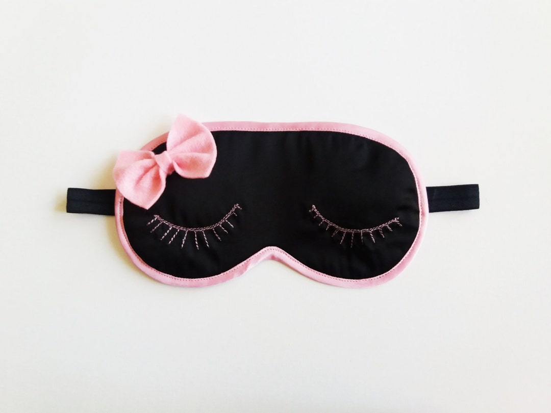 Eyelash Sleep Mask- Black and Pink PJ Mask - Pink Bow Cute Eye Mask ...