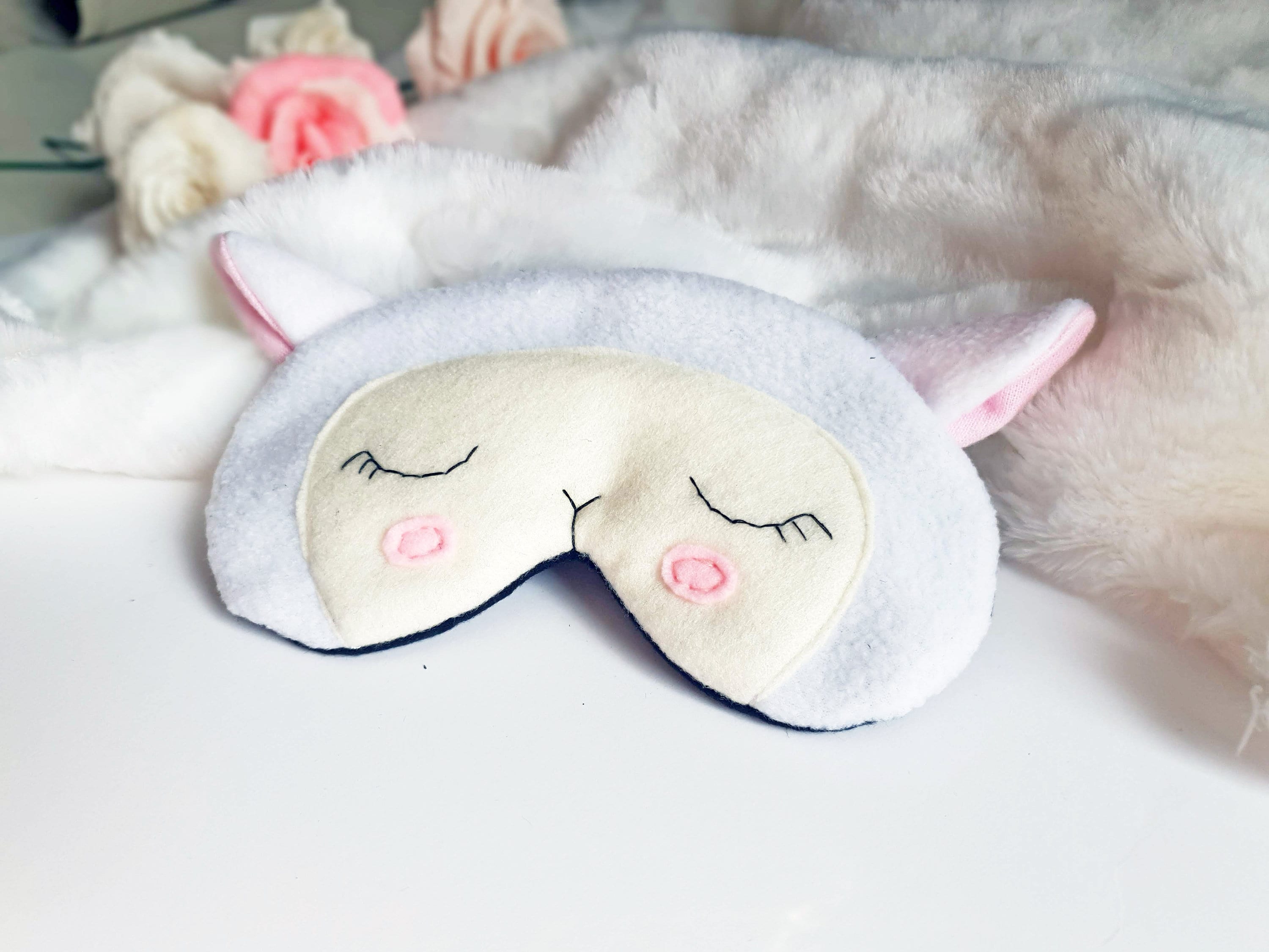 Sheep Cute Eye Sleep Mask - Animal Masks - White Sheep Plush Soft Eye ...