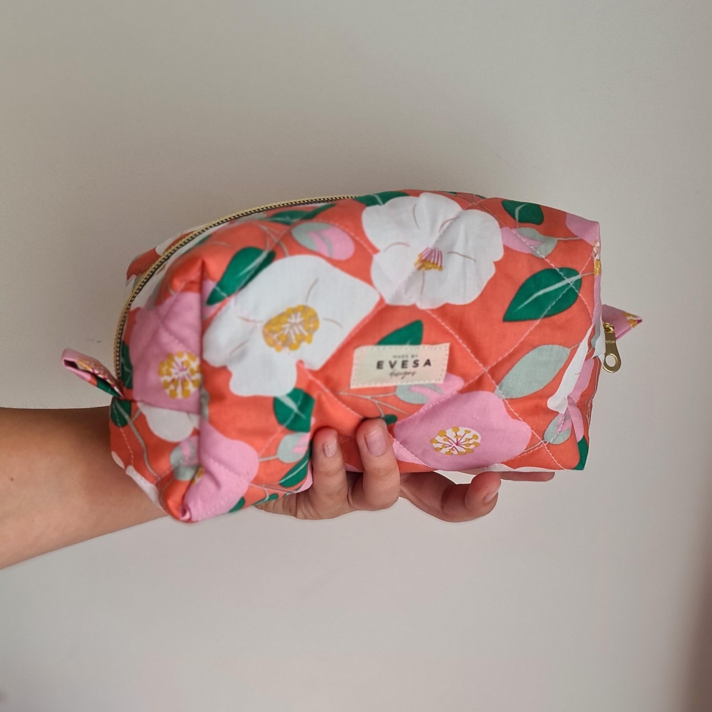 Pink Quilted Makeup & Carry All Bag, Cute Flower Cottagecore Aesthetic ...