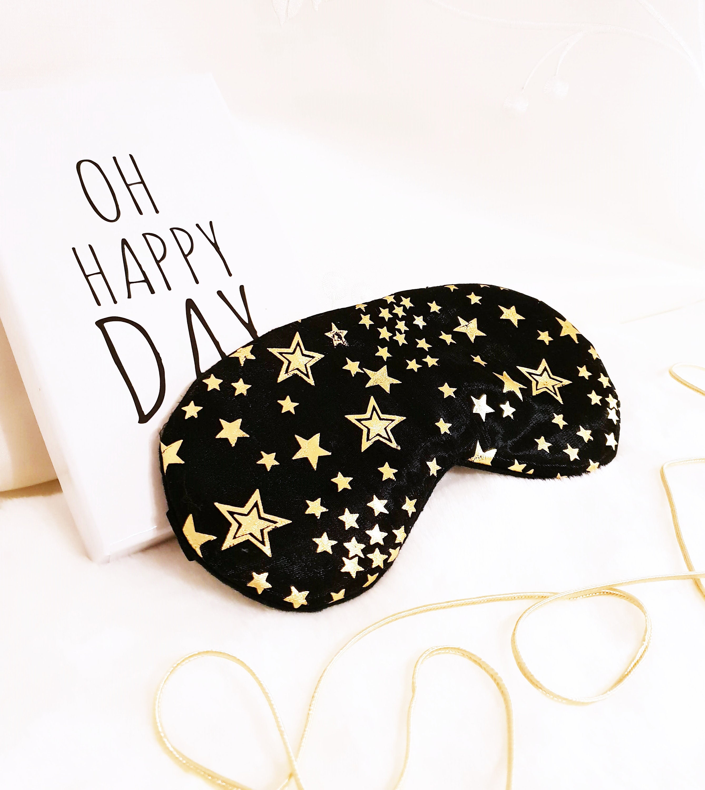 Star Gold Eye Sleep Mask Black Eye Mask Gold Star | Etsy