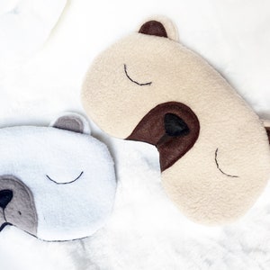 Teddy Bear - Bear Eye Sleep Mask - Animal Mask - White Plush Soft Eye ...