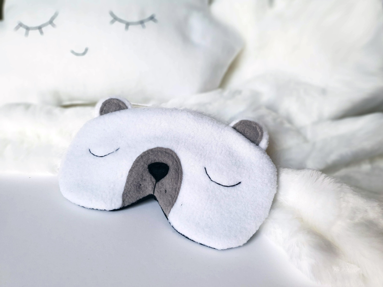 Polar Bear Bear Eye Sleep Mask Animal Mask White Plush | Etsy