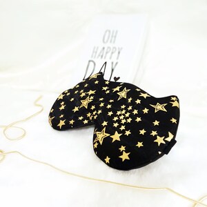 Gold Star Eye Sleep Mask - Stars Eye Mask - Black Eye Pillow - Cat ...