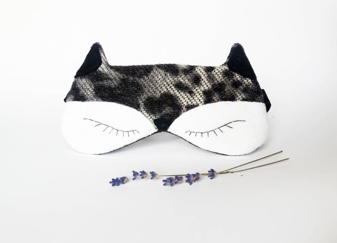 Gray Cat Eye Sleep Mask - Cute Sleep Mask - Plush Soft Eye Pillow ...