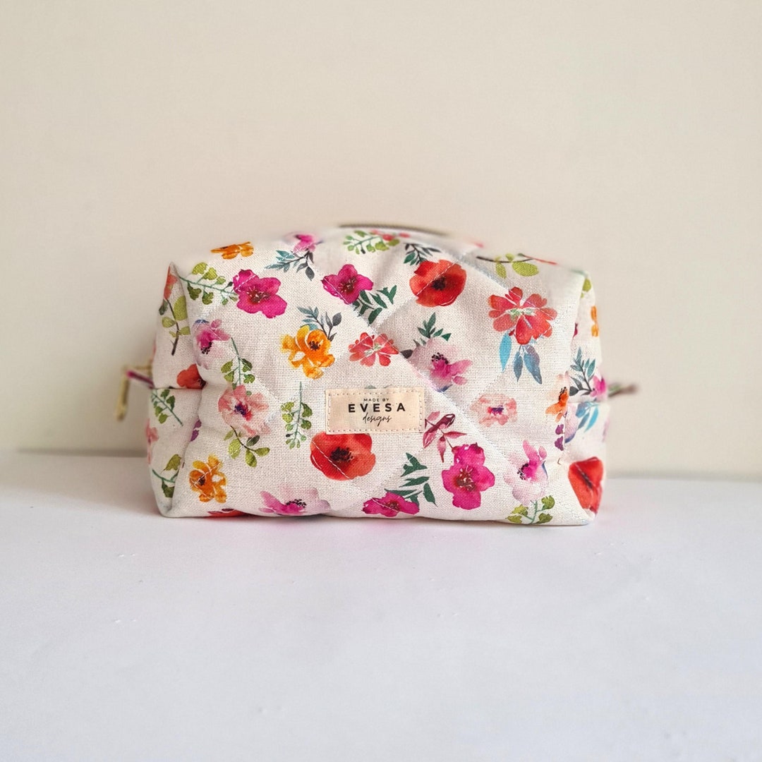 Floral Quilted Makeup & Carry All Bag, Cute Girly Cottagecore Aesthetic ...