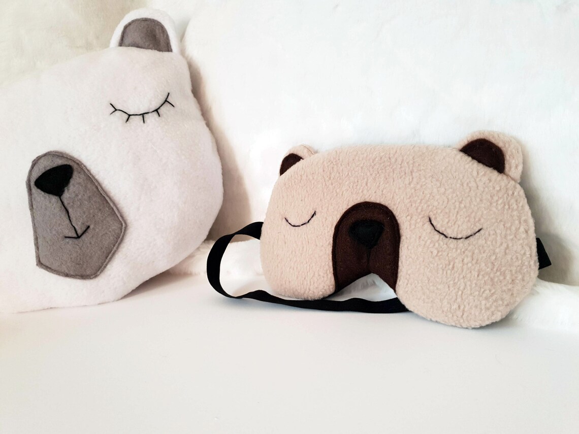 Teddy Bear Bear Eye Sleep Mask Animal Mask White Plush | Etsy