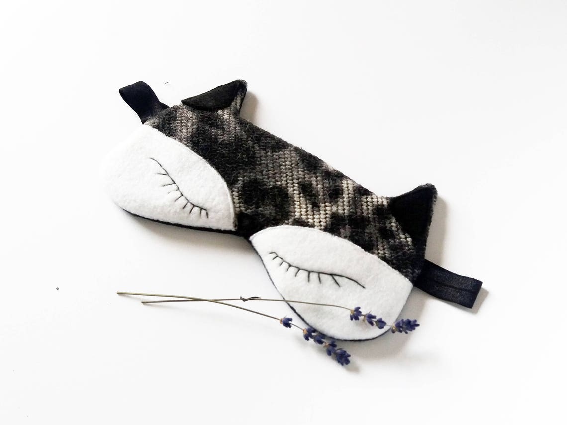 Gray Cat Eye Sleep Mask - Cute Sleep Mask - Plush Soft Eye Pillow ...