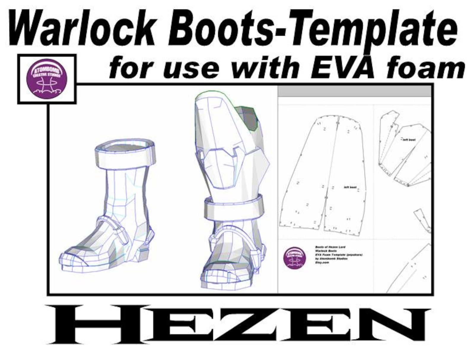 Warlock Boot Armour. 'hezen' Template for EVA Foam .pdf File and .pdo ...
