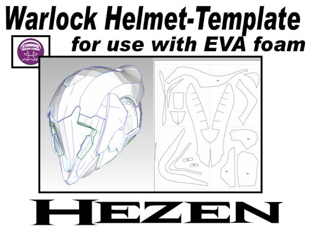Warlock Helmet 'hezen'. Template for EVA Foam .pdf File and .pdo File ...
