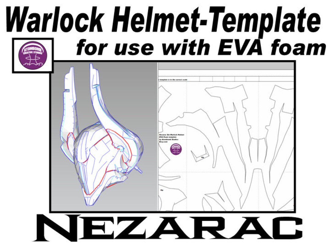 Helmet Warlock. 'nezerac' Template for EVA Foam Helmet .pdf File and ...