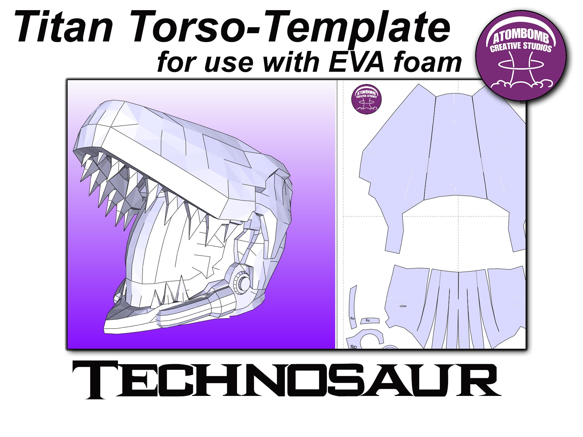 Titan Helmet. 'technosaur' Template for EVA Foam Helmet .pdf File and ...
