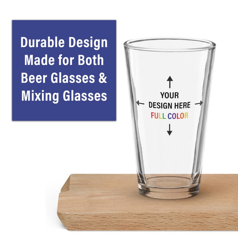 Custom Printed Pint Glass 16oz Full Color - Etsy