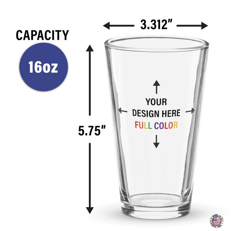 Custom Printed Pint Glass 16oz Full Color - Etsy