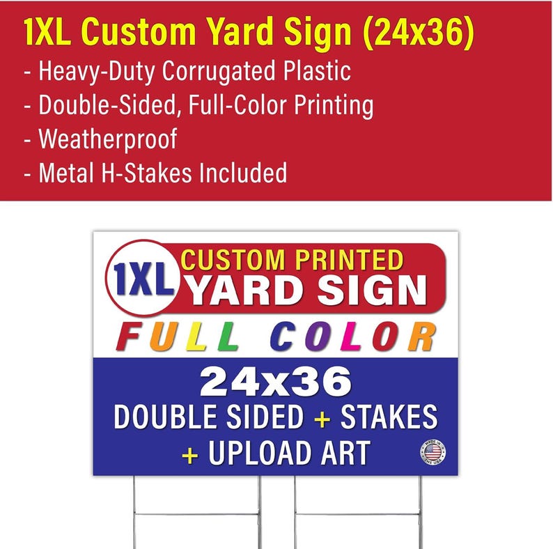 Custom Yard Signs, 36 X 24", Includes H-stakes and Full Color Double ...