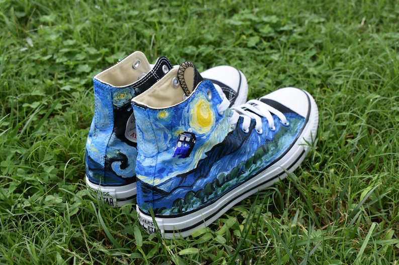Starry Night Custom Hand-painted Converse High-tops // Chuck - Etsy
