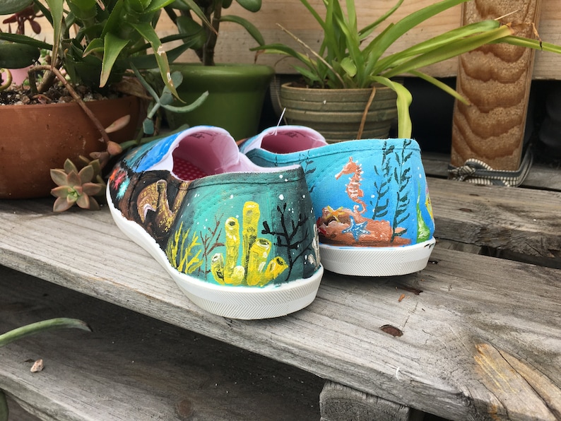 Under the Sea Hand-painted Shoes // Custom // Standard or Vans // Ocean ...
