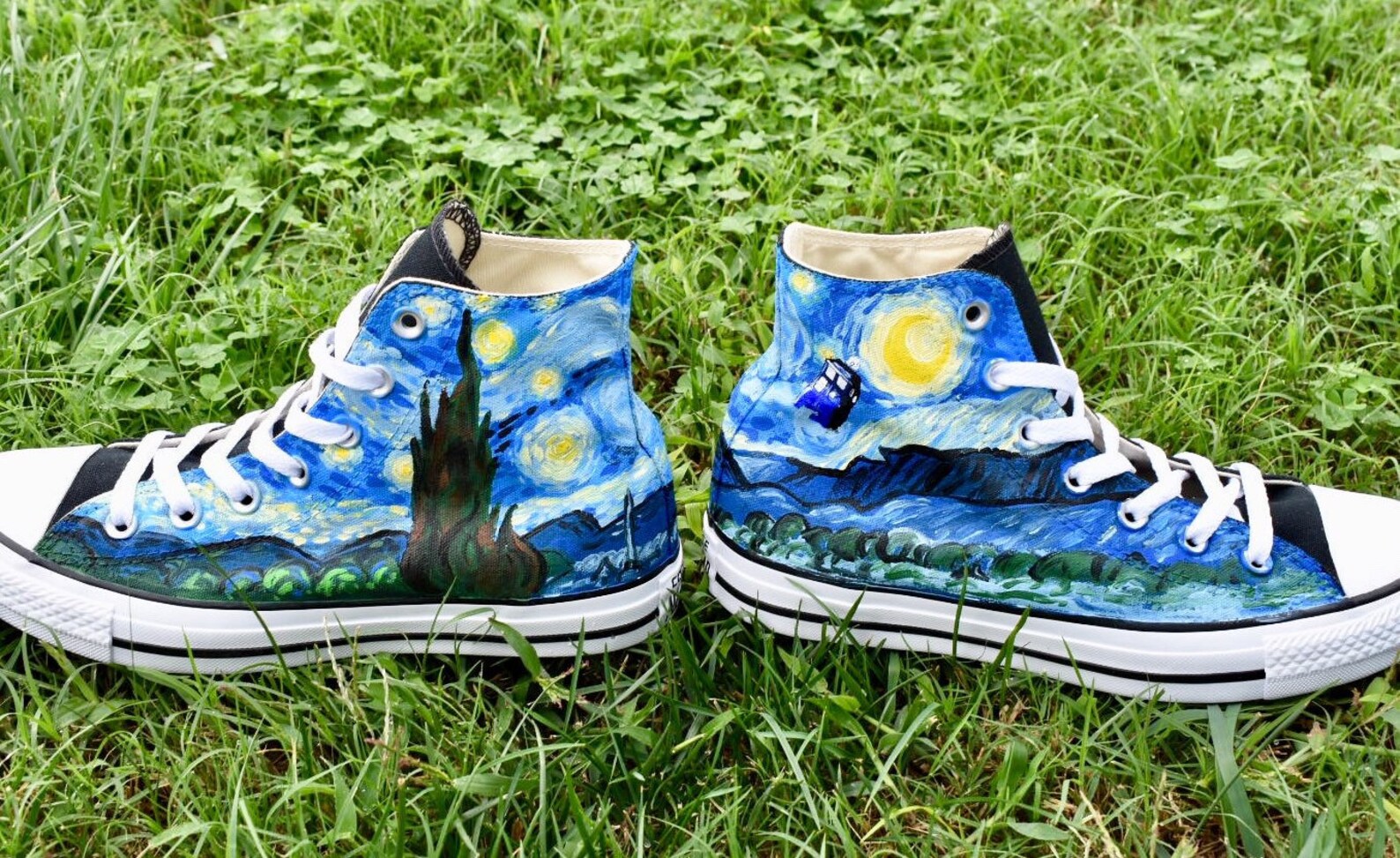 Starry Night Custom Hand-painted Converse High-tops // Chuck Taylor ...