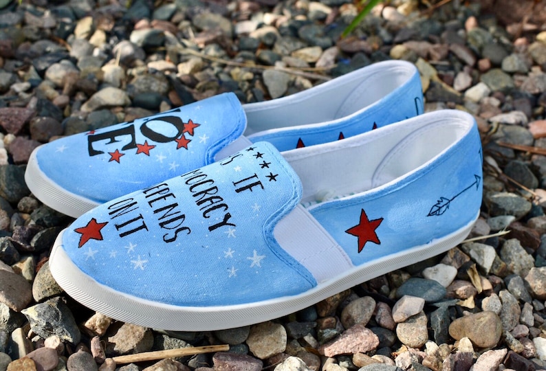 Get Out the Vote Shoes // Hand-painted Custom Canvas Slip-ons - Etsy