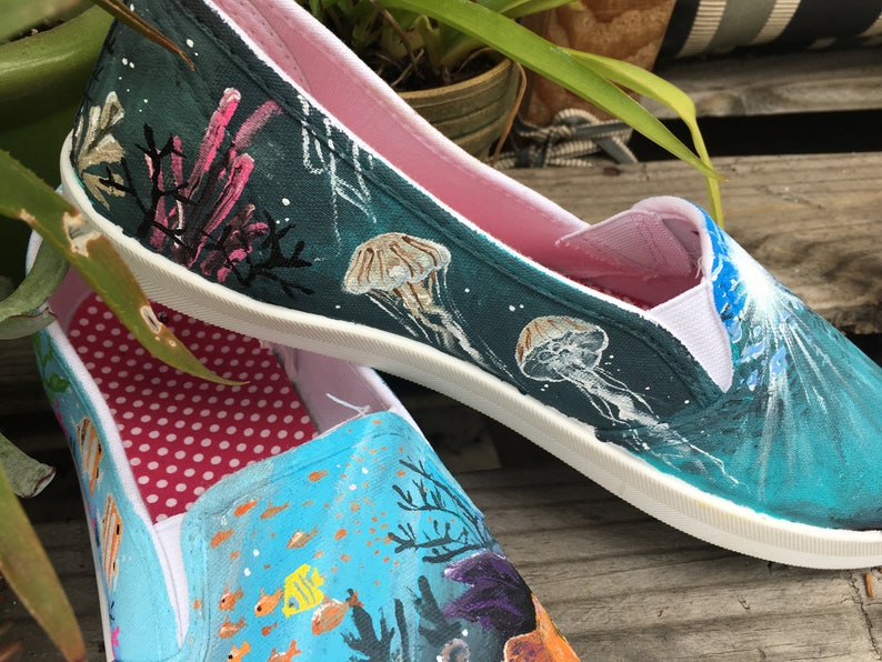 Under the Sea Hand-painted Shoes // Custom // Standard or Vans // Ocean ...