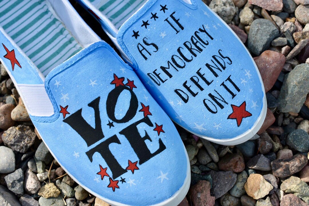Get Out the Vote Shoes // Hand-painted Custom Canvas Slip-ons - Etsy