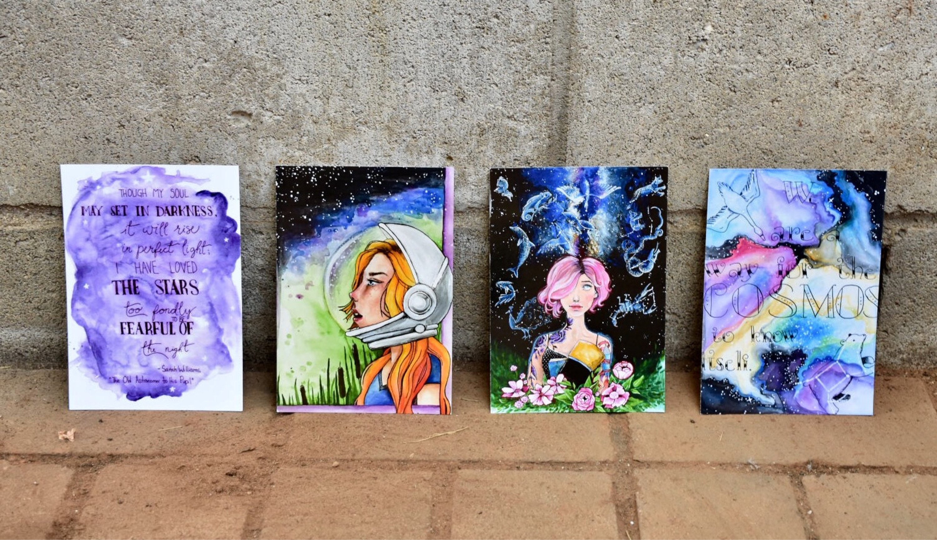 Space-themed Art Postcard Prints // Print // Astronaut // Astronomy ...