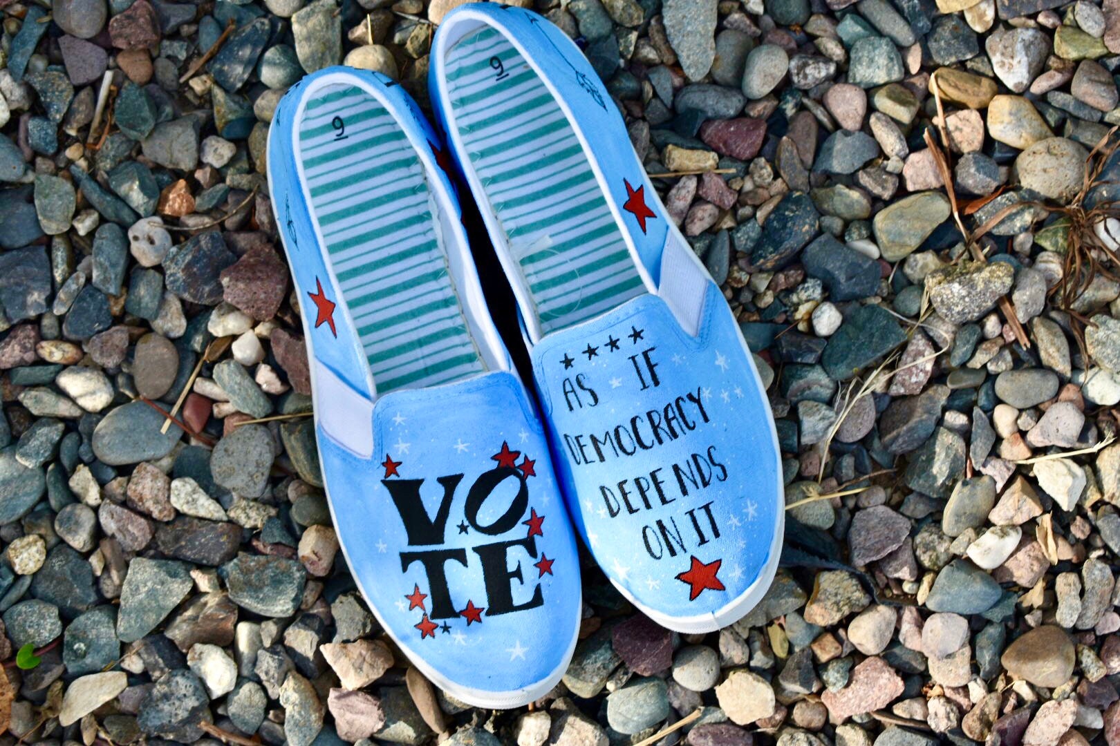 Get Out the Vote Shoes // Hand-painted Custom Canvas Slip-ons - Etsy