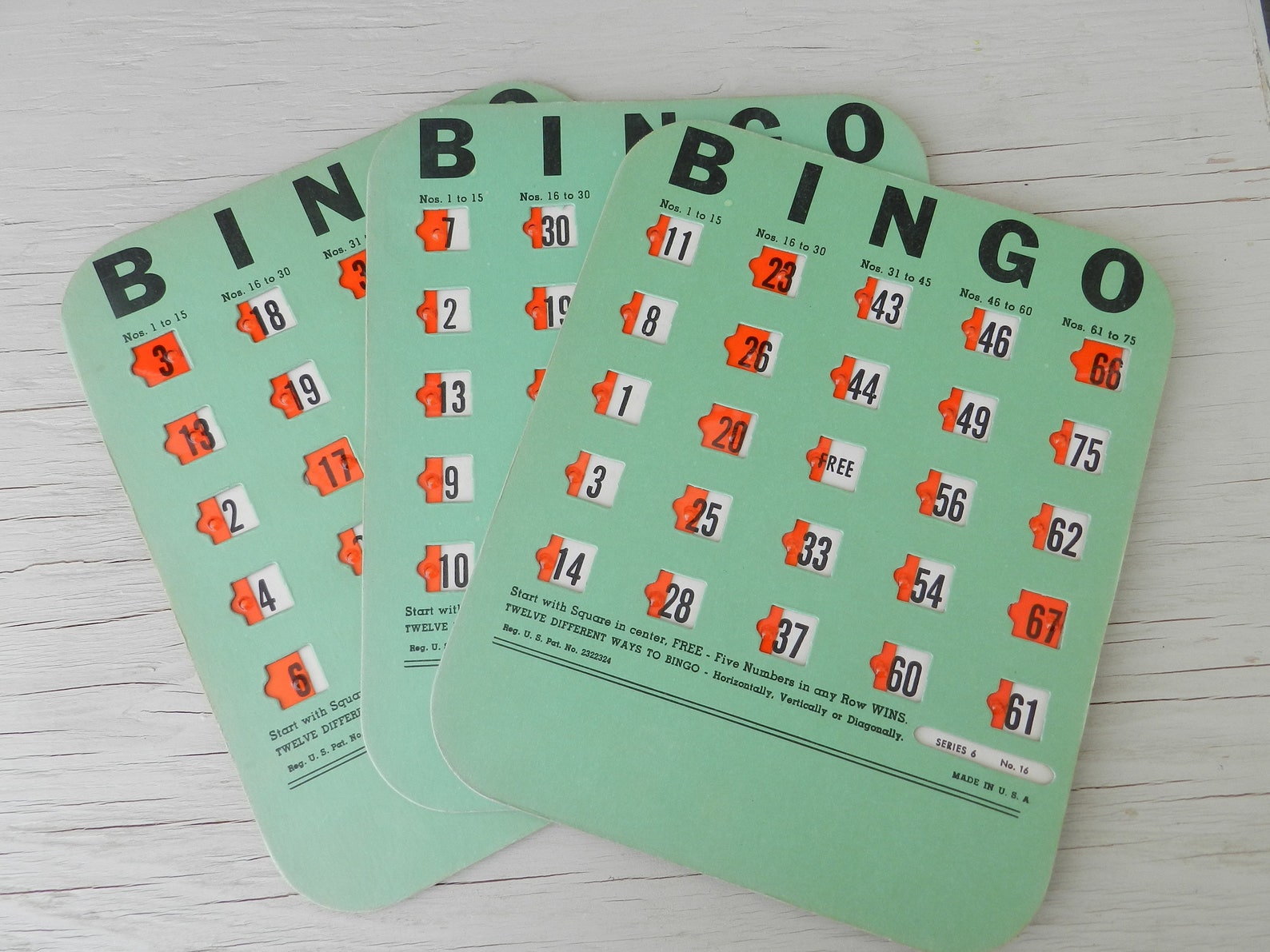 2 xVintage cardboard BINGO cards with sliding windows | Etsy