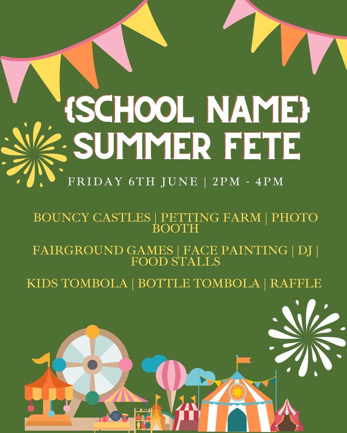 PTA Summer Fair/ Summer Fete Poster Template - Etsy