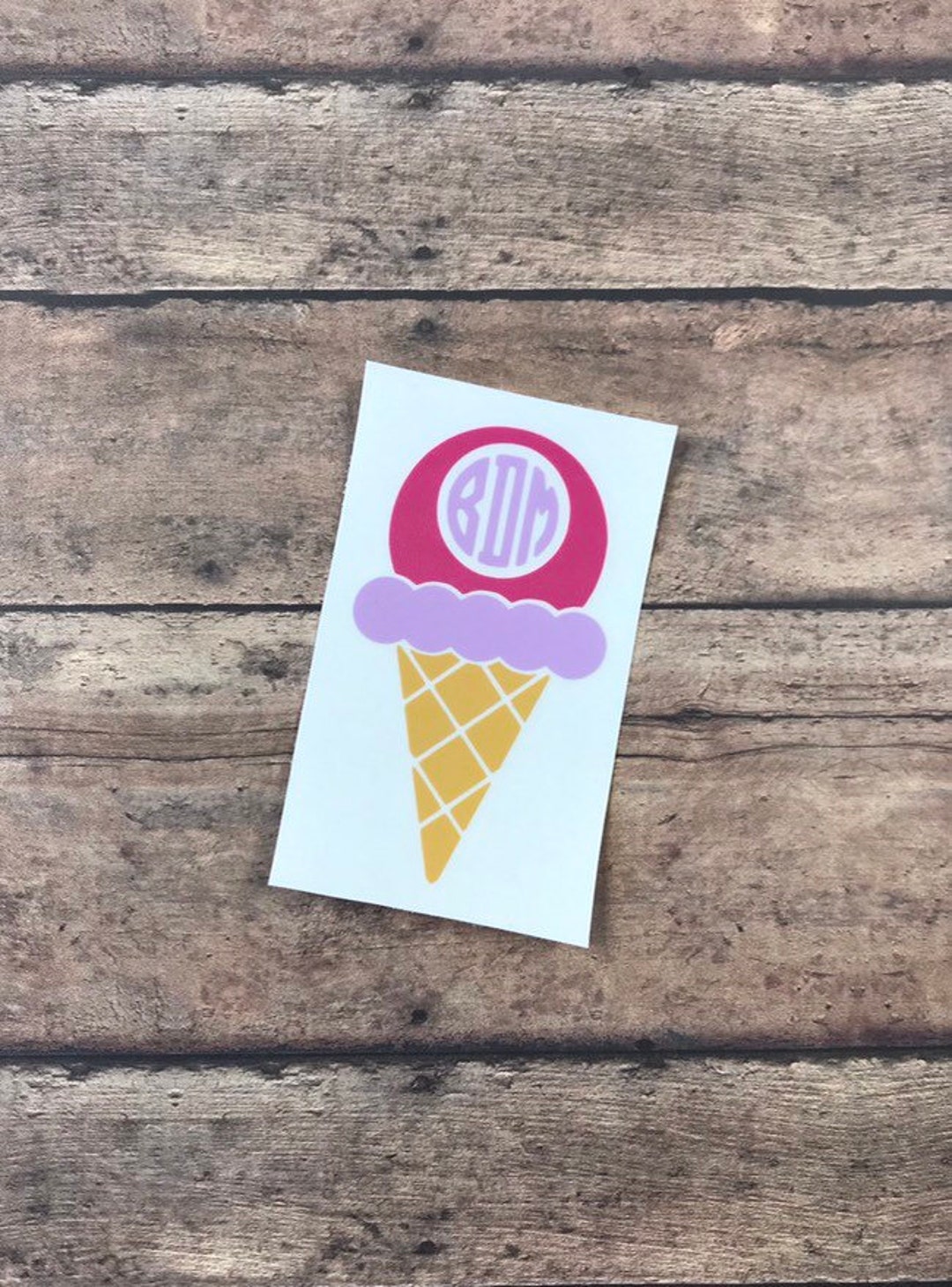 Ice Cream Cone Monogram Decal: Personalized Vinyl Sticker - Etsy