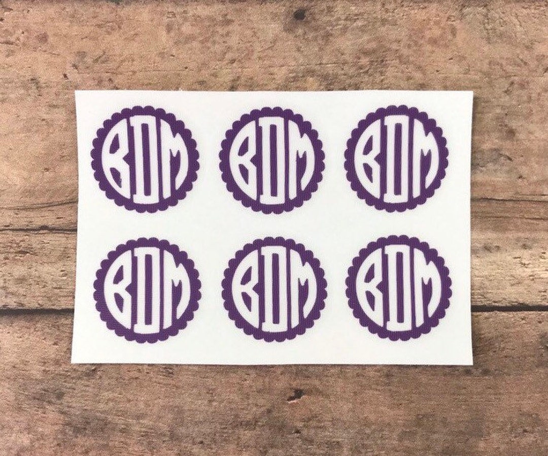 Scalloped Circle Monogram Decals: Vinyl Sticker Set - Etsy