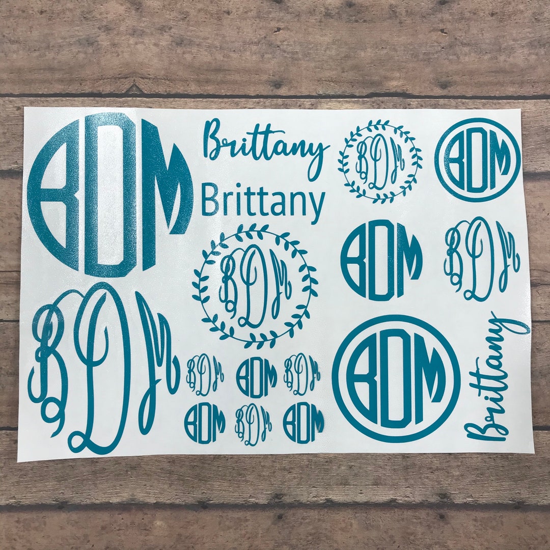Monogram Vinyl Decal Sheet: Personalized Initials & Name Stickers - Etsy
