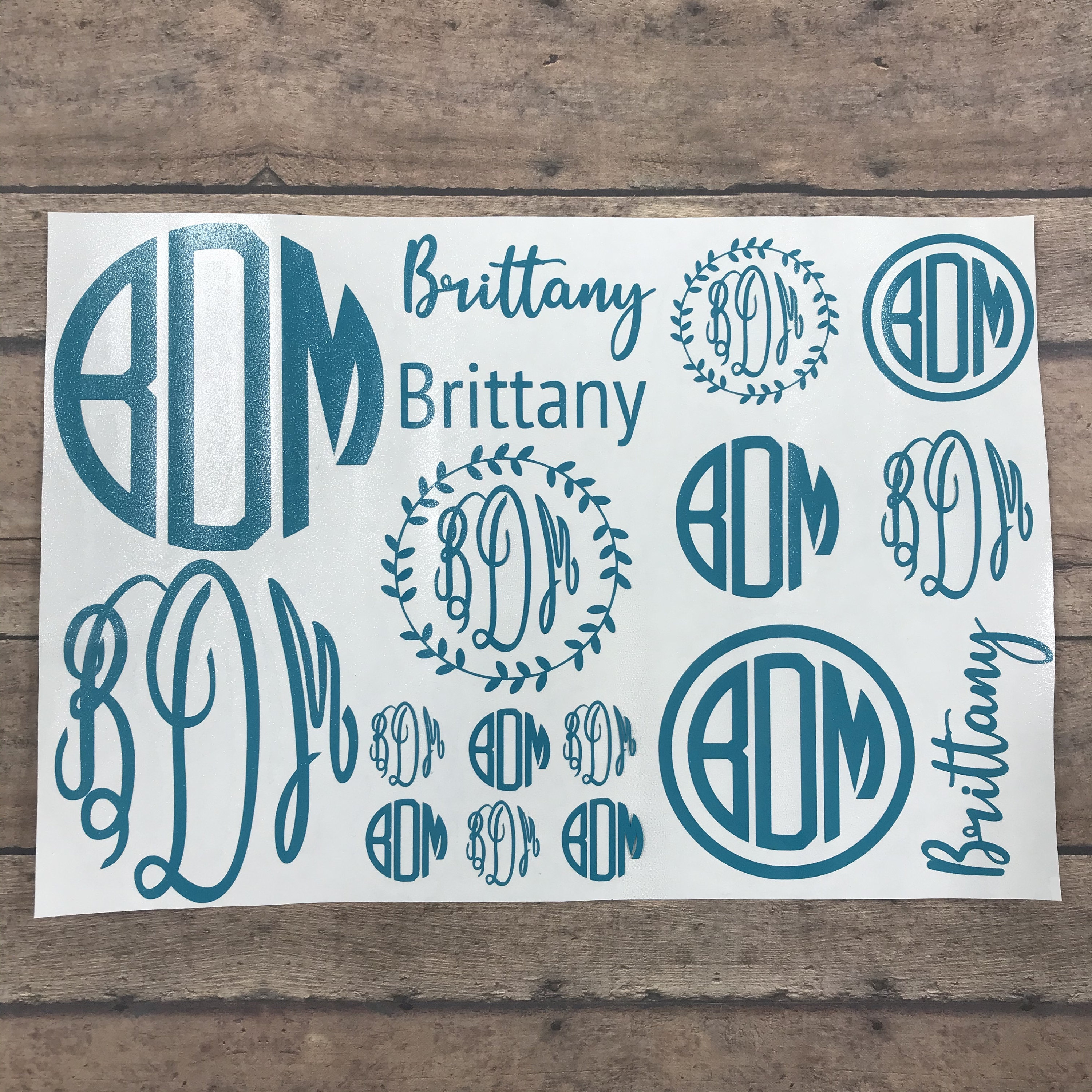 Sheet of Monogram Decals Set of Monogram Stickers Set of | Etsy