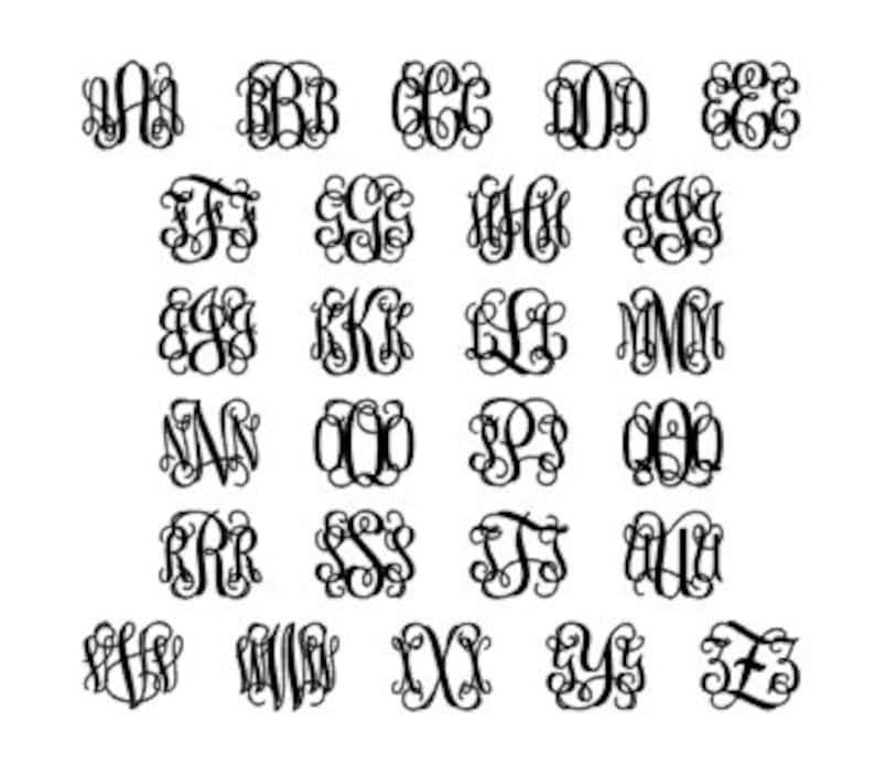 Vine Interlocking Monogram Decal Cursive Monogram Decal | Etsy