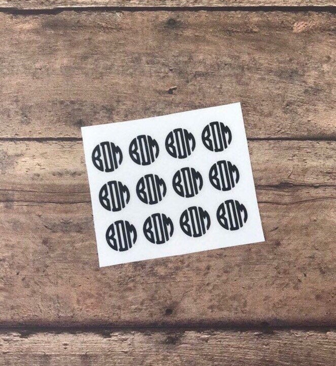 Mini Monogram Decals, Set of 12 Circle Monogram Stickers, Lot of Vinyl ...