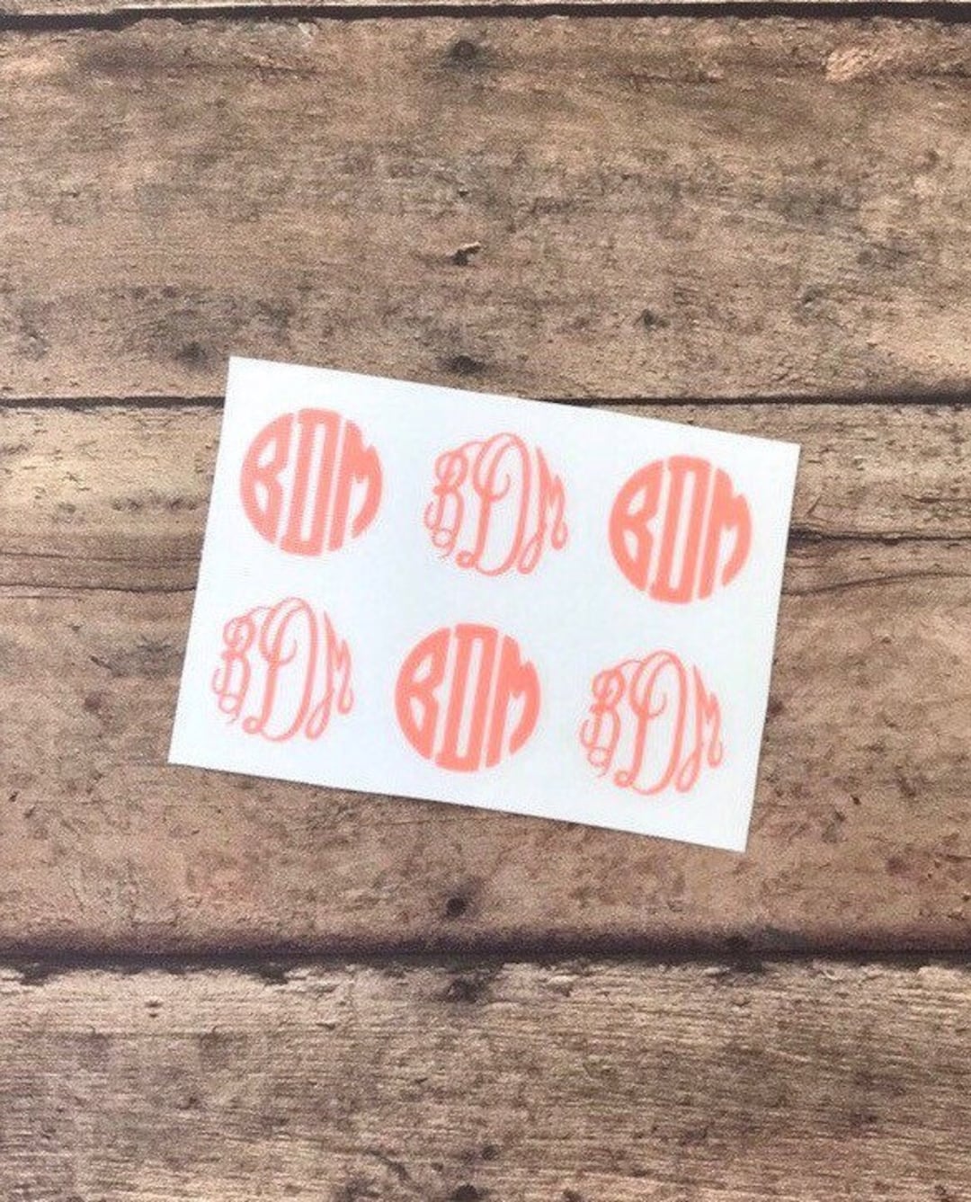 Monogram Vinyl Decal Set: Circle & Fancy Fonts, Personalized Stickers ...